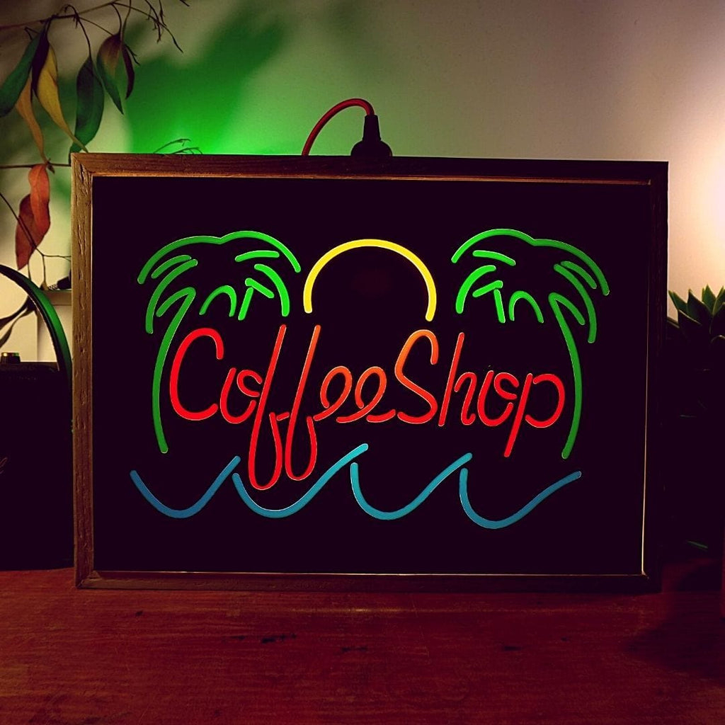 Coffee shop - De Wallen - Lightbox. Original Lighting by Famous Rebel