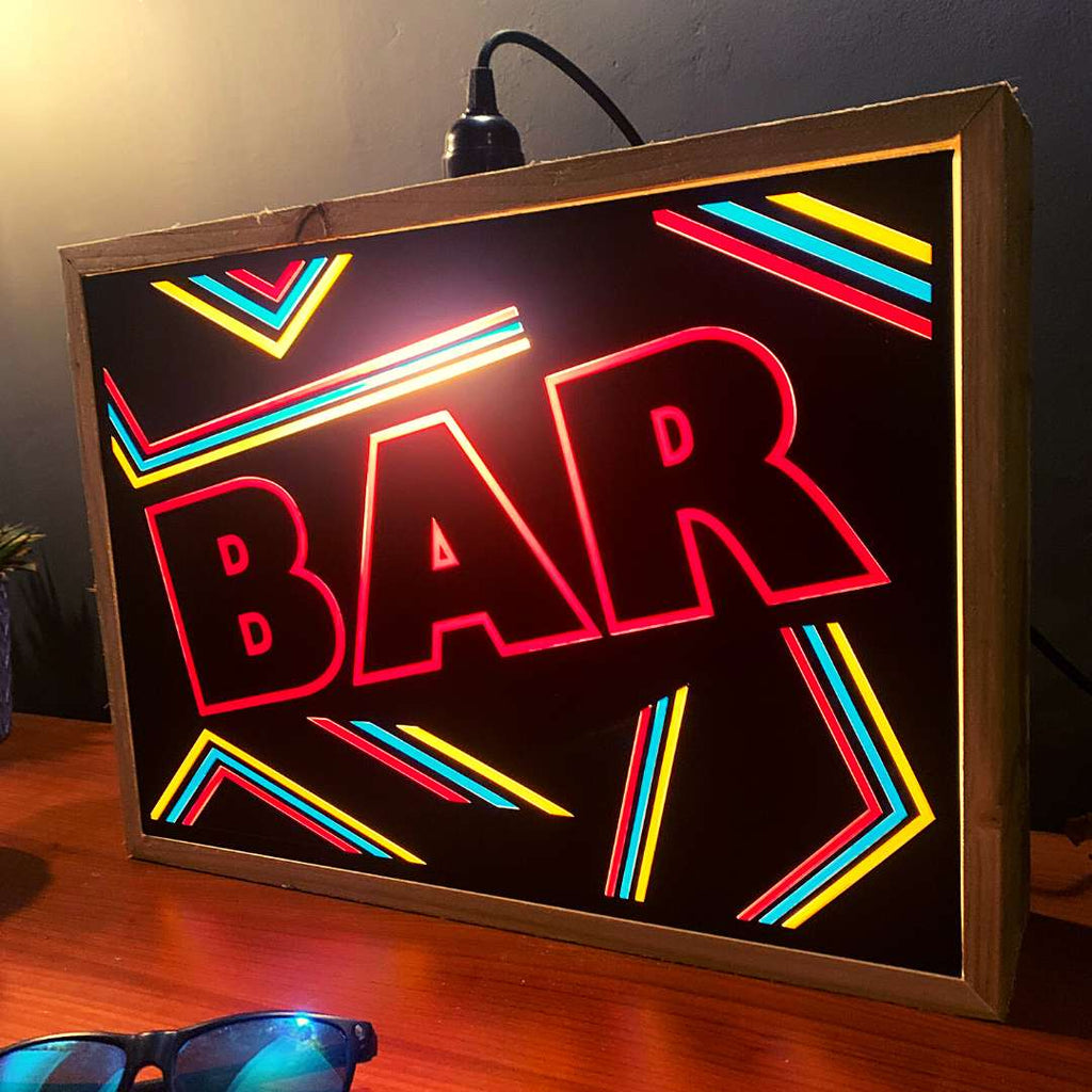 1980s Bar - Lightbox. Original Lighting by Famous Rebel