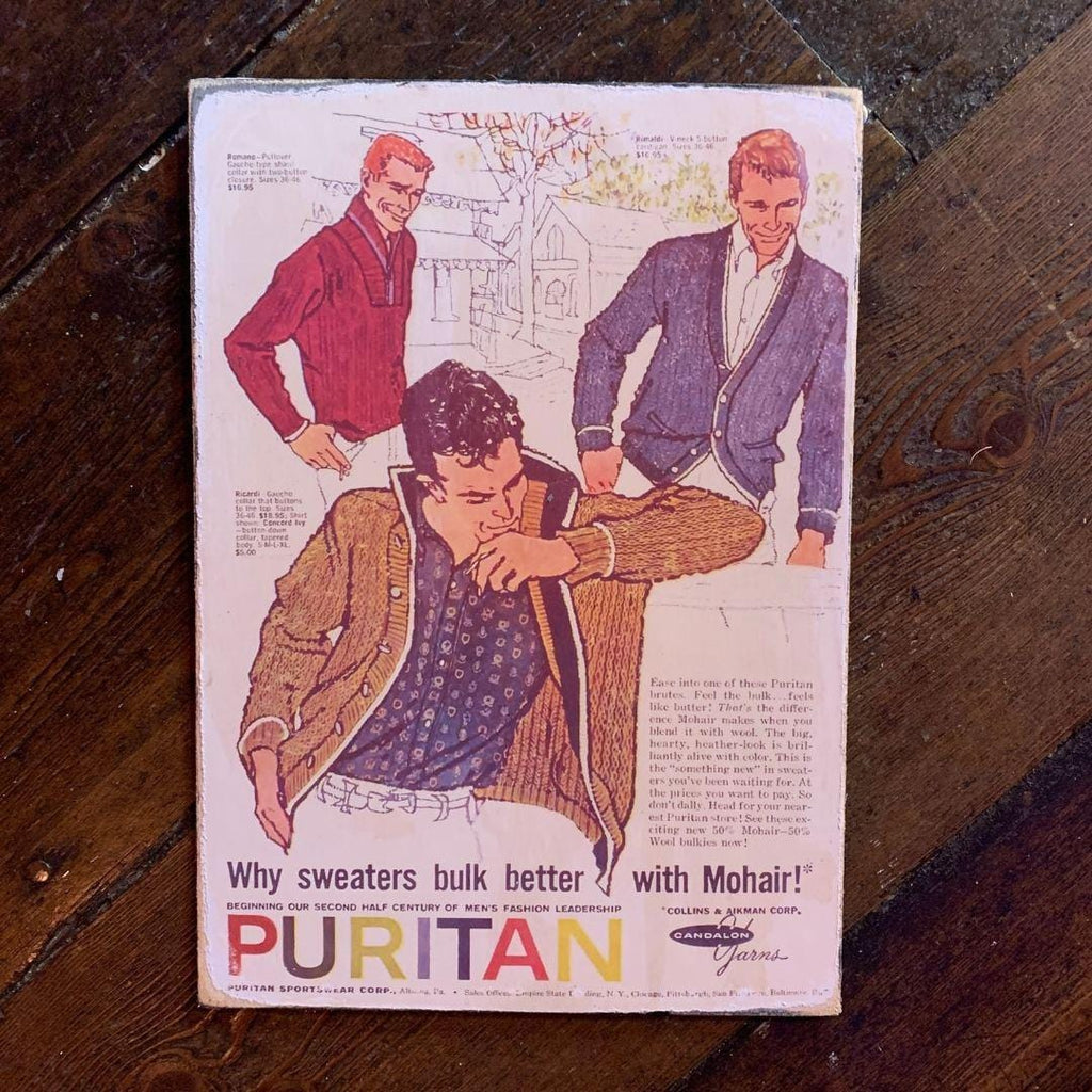 Retro Ads -Puritan- Wood Board Art – Famous Rebel