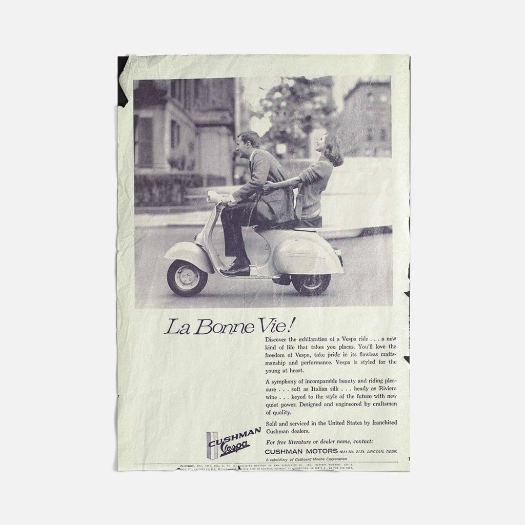 Vintage Ads- Cushman Vespas- Wooden Poster – Famous Rebel