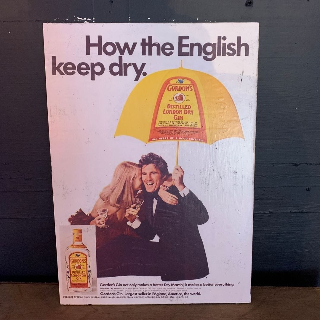Retro Ads - Gordon's English Gin - Wood Board Art – Famous Rebel