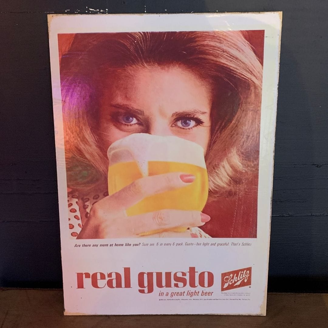 Retro Ads - Real Gusto Schlitz - Wood Board Art – Famous Rebel