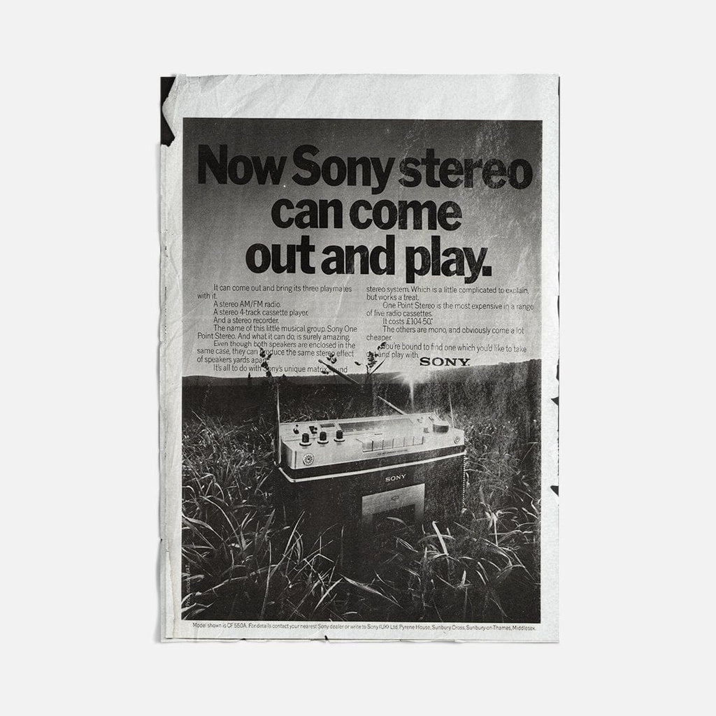 Vintage Ads- Sony Stereo - Wooden Poster – Famous Rebel